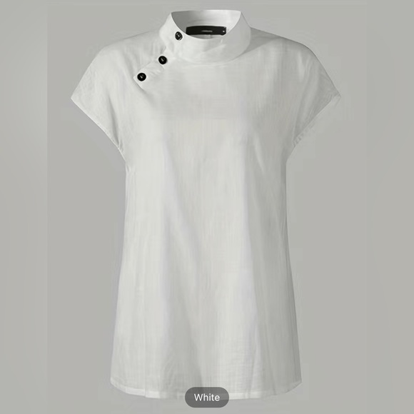 Tops | New White Button Neck Shirt | Poshmark